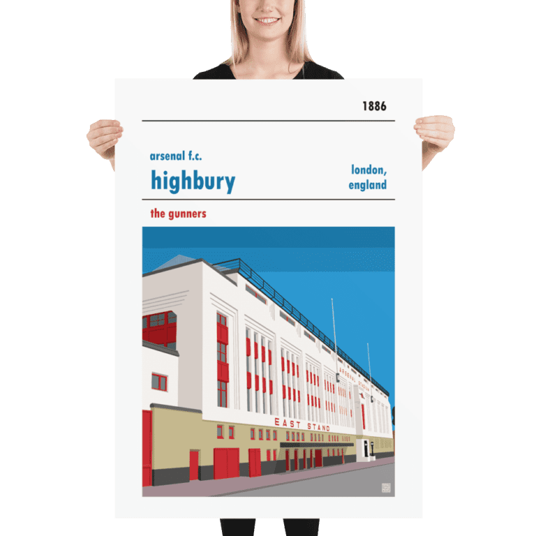 Retro look Arsenal FC print, Highbury. Matte, museum quality football print