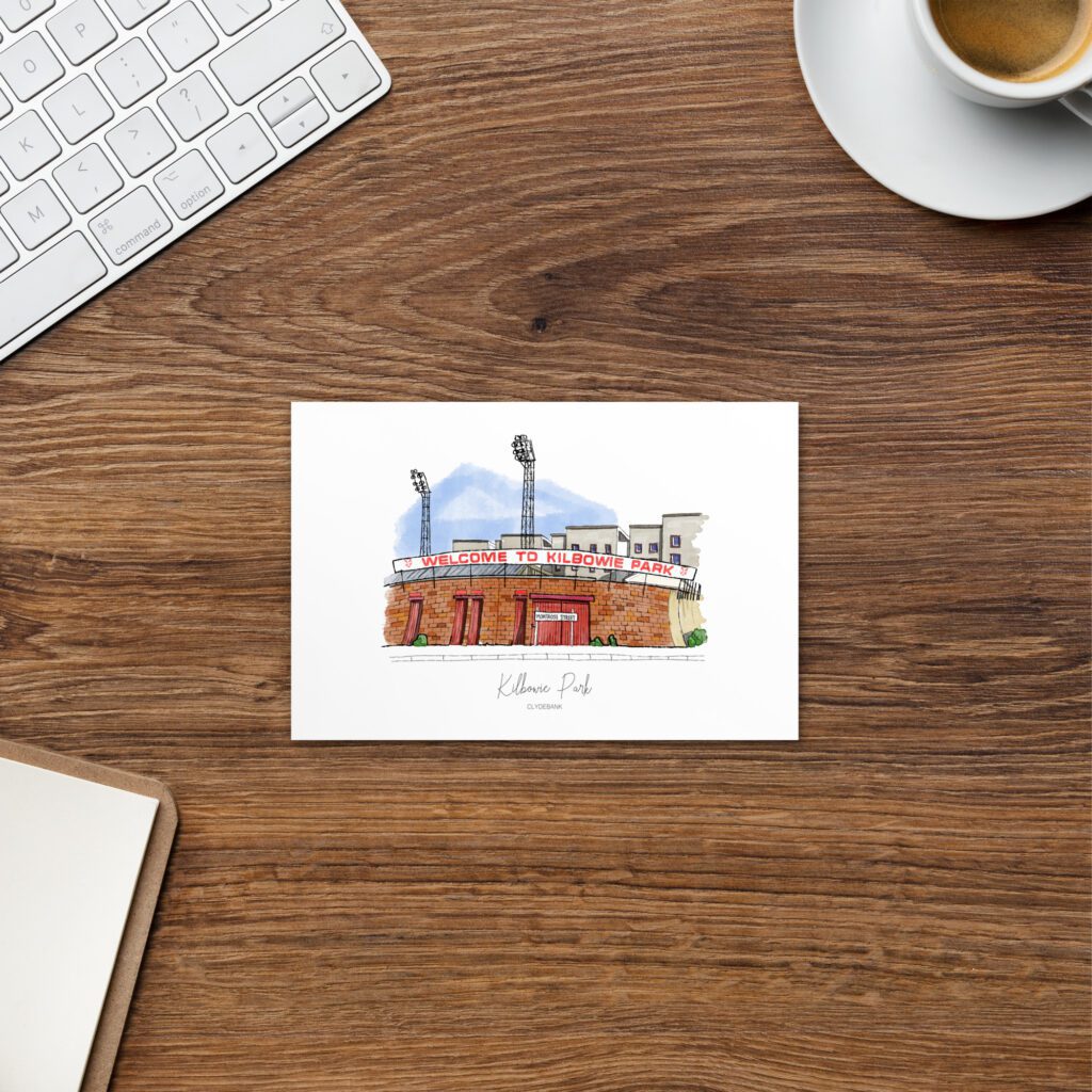 Kilbowie Park, Clydebank FC, Ink and Watercolour Postcard - FOOTBALL ...