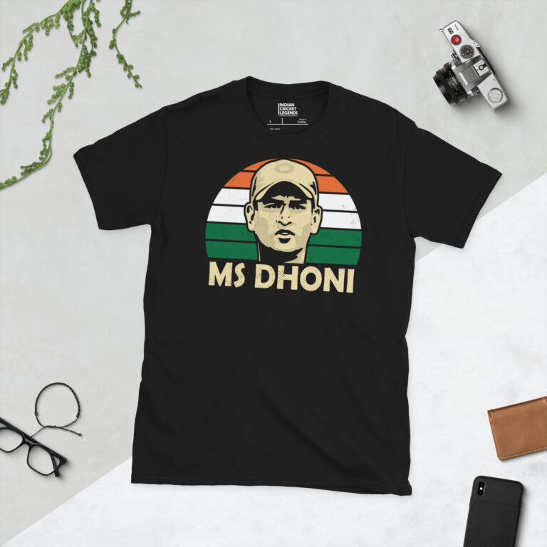 MS Dhoni Indian Flag T-Shirt: Indian Cricket Legend - Shop NOW!